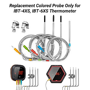 Inkbird Replacement Colored Probe 4-Pack Kit Only Compatible with IBT-4XS/IBT-6XS Meat Thermometer, Ultra Accurate & Fast Up to 572°F/300°C （Only for IBT-4XS/IBT-6XS Thermometer）