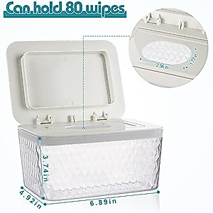 Jitnetiy Wipes Holders, Large Capacity Wipes Dispenser Box Wipes Case Dustproof Wipes Box with Lid Keep Diaper Wipes Fresh (White)