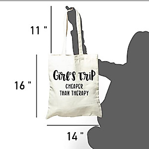 QIONGQI Funny Girl's Trip Cheaper Than Therapy Reusable Tote Bag Eco-Friendly Tote Bag Totes Gifts for Girls Women Best Friends(White)
