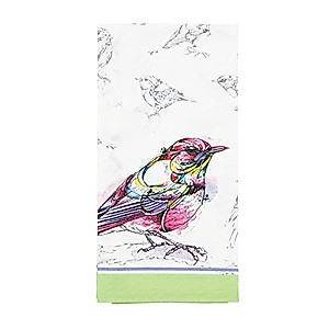 Enesco Izzy and Oliver Watercolors by Abby Diamond Magenta Bird Tea Towel Dish Cloth, 19.3 x 27 Inch, Multicolor