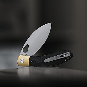 Vosteed EDC Knife, 3.26" Folding Pocket Knife with Clip for Men and Women, Modern Shilin Cutter Elmax Steel Blade, Micarta Handle with Brass Bolster for Camping, Hiking-Nightshade
