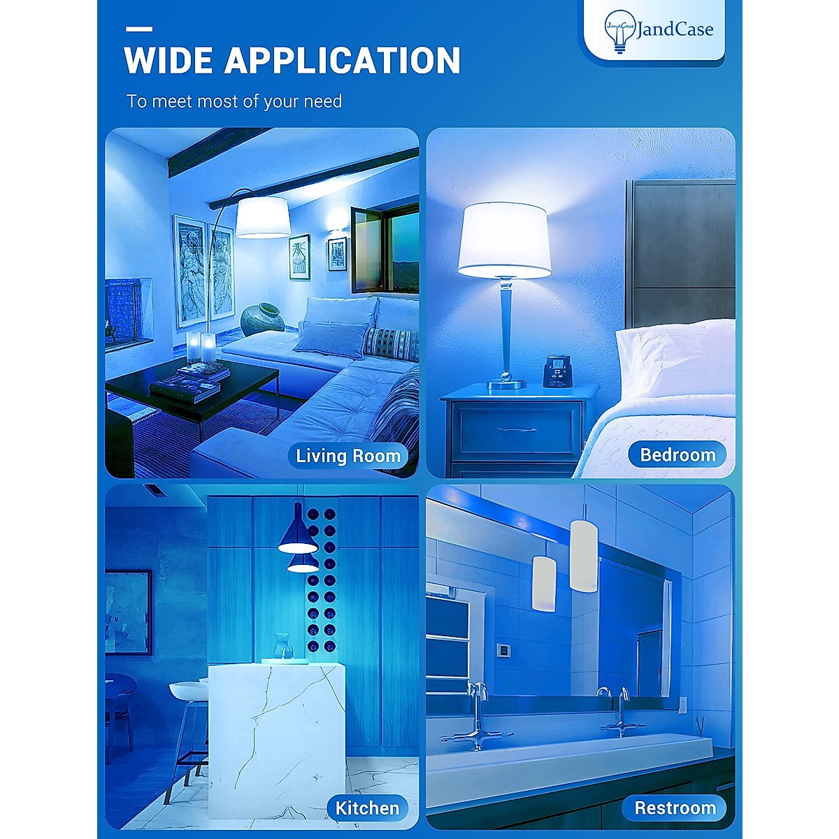 JandCase E12 LED Bulbs 60Watt Equivalent [12 Pack], LED Ceiling Fan Light Bulbs Small Base, 5000K Daylight G14 Small Base Light Bulb for Ceiling Fan Light Fixture, Non-Dimmable, UL Listed