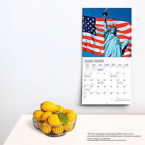 Stars and Stripes | The American Flag | 2024 12 x 24 Inch Monthly Square Wall Calendar | Sticker Sheet | StarGifts | USA United States of America