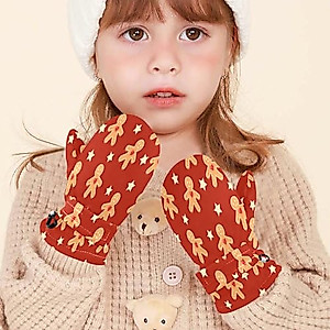 Christmas Gingerbread Boys Girls Gloves Holiday Sugar Glazed Winter Toddler Mittens Warm Baby Kids Snowboarding Gloves Ski Gloves for Skiing Outdoor Sport M