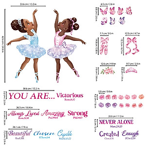 DECOWALL SG2-2319 Black Girl Magic Ballerina Wall Stickers Decals Afro Art Women Inspirational Bedroom Nursery Gift Beautiful playroom Kids décor Baby Butterfly Decoration Motivational Room