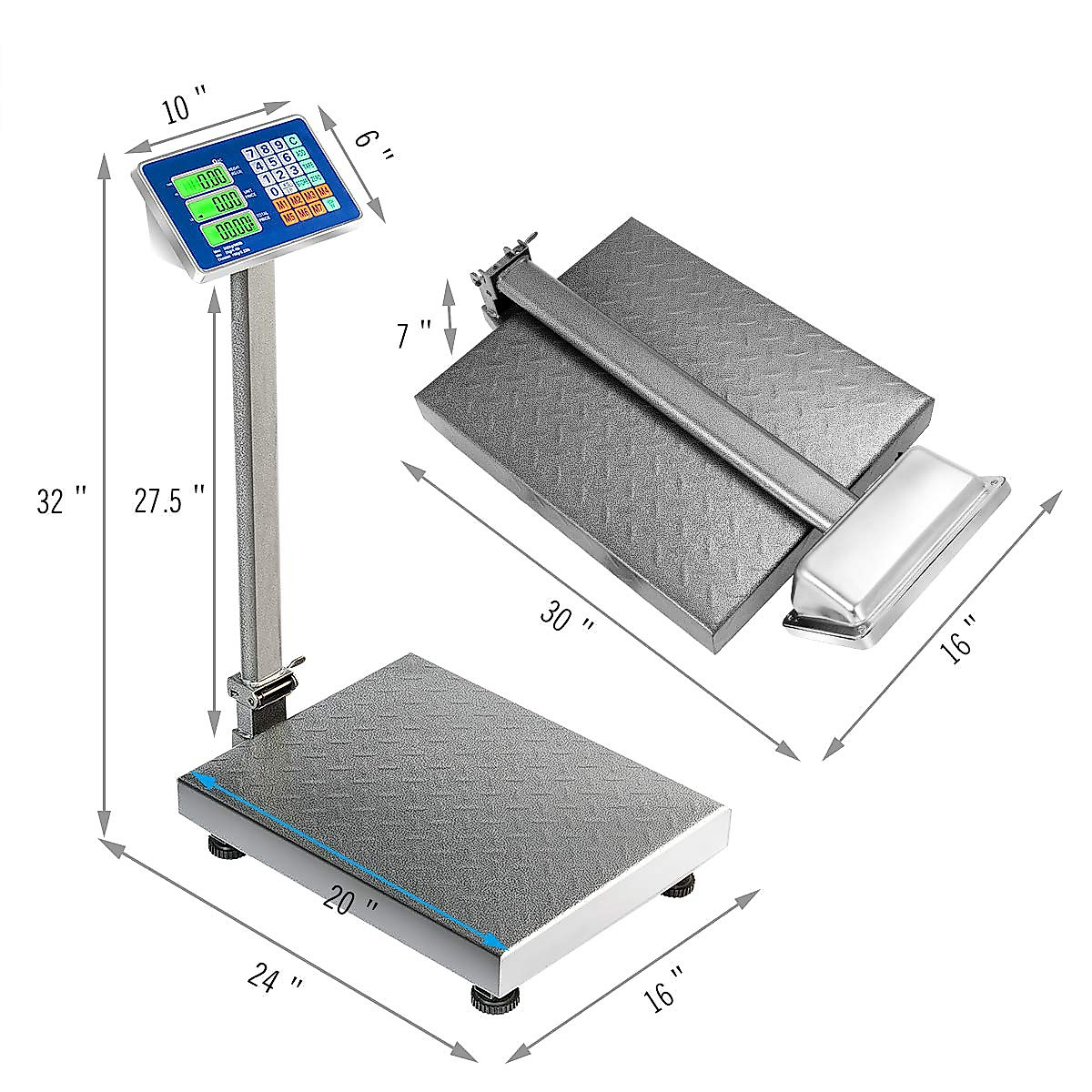 Giantex 660lbs Weight Computing Digital Scale Floor Platform Scale for Weighing Luggage Package Shipping Mailing Postal Scale with Accurate LB/KG Price Calculator, High-Definition Displa (Silver)