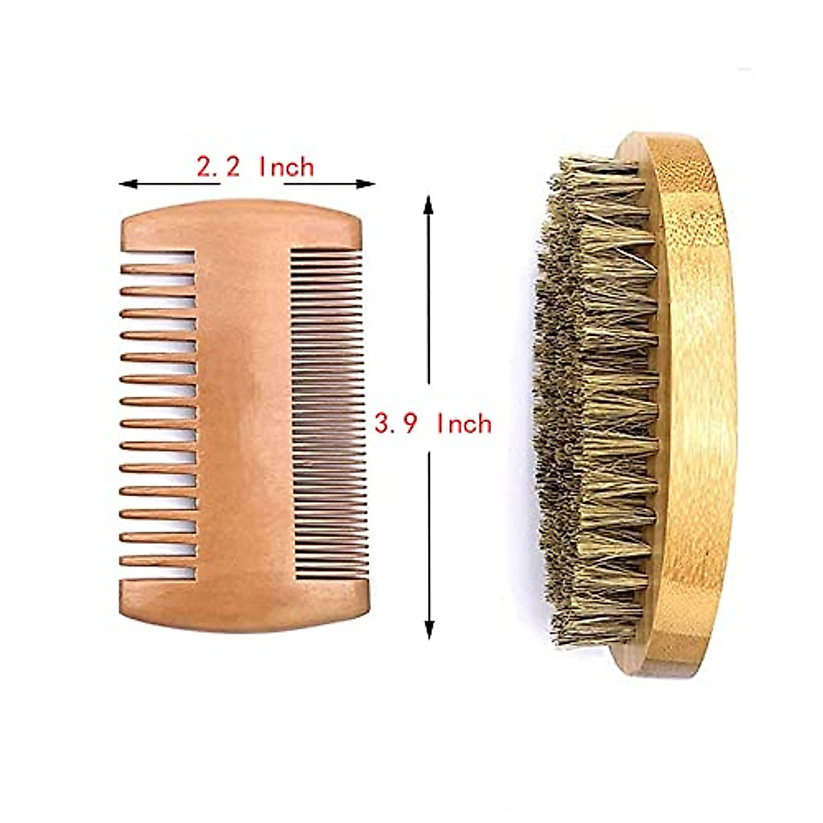 Beard Kit Brush Comb Scissors with Storage Bag Natural Boar Bristle Brush and Dual Action Pear Wood Comb Stocking Stuffers Gift set