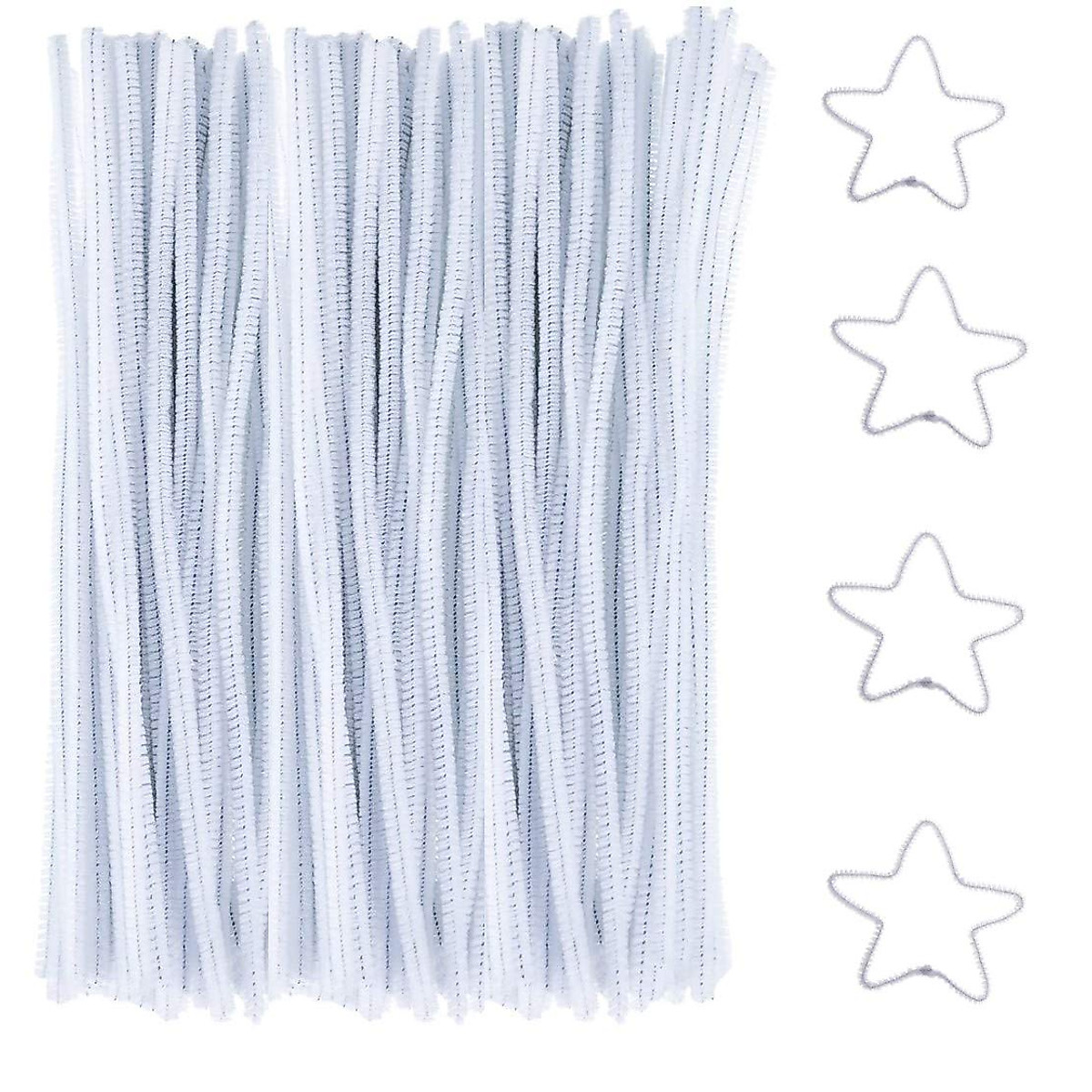 DOKOO Craft Pipe Cleaners 200 PCS Chenille Stem Twistable Stems Children’s Bendable Sculpting Sticks for Crafts and Arts Creative Christmas Decoration School Projects (6MM x 12 Inch) (White)