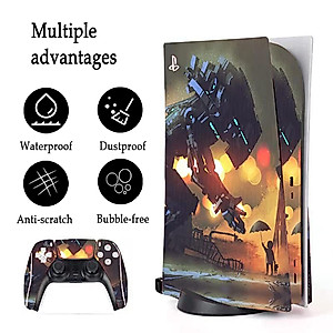 PS5 Skin for Console and Controller, Vinyl Sticker Decal Cover for Playstation 5, Whole Body Skin Protector Durable, Scratch Resistant, Compatible with Playstation 5 Disk Edition (Robots and Kid)