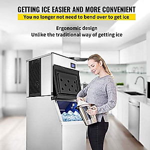 VEVOR 110V Commercial Ice Maker 400LBS/24H, 350LBS Large Storage Bin, ETL Approved, Clear Cube, Advanced LCD Panel, SECOP Compressor, Air Cooled, Quiet Operation, Include Scoop & Premium Water Filter