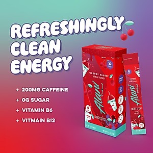 Alani Nu Cherry Slush Energy Sticks | Energy Drink Powder | 200mg Caffeine | Pre Workout Performance with Antioxidants | On-The-Go Drink Mix | Biotin, B Vitamins | Zero Sugar | 5 Calories | 10 Pack