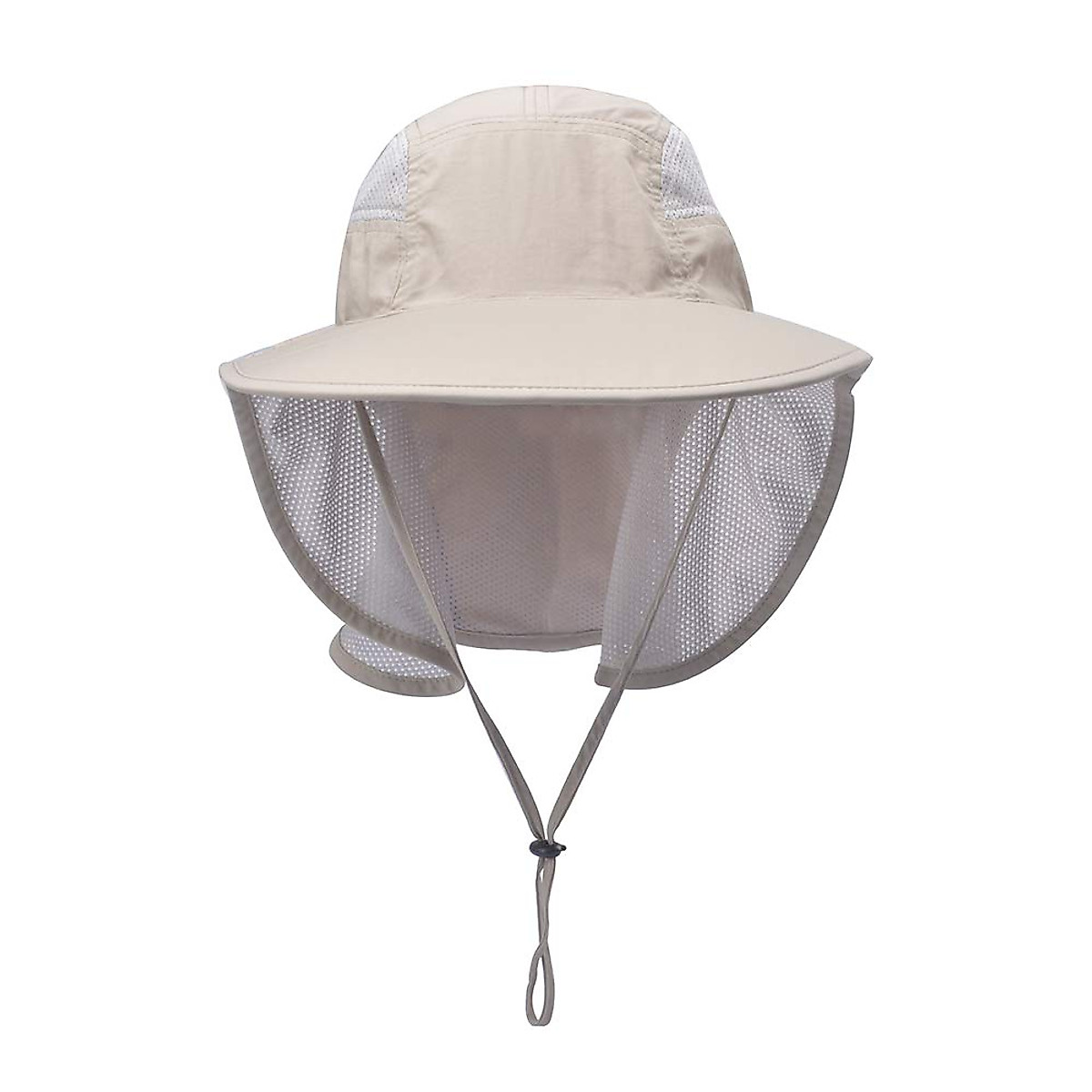 lenikis Unisex Outdoor Activities UV Protecting Sun Hats with Neck Flap Khaki