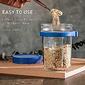 2 Pack Overnight Oats Containers with Lids and Spoons, 12 oz Glass Mason Overnight Oats Jars, Airtight Oatmeal Container with Measurement Marks for Yogurt Milk Cereal Vegetable and Fruit Salad