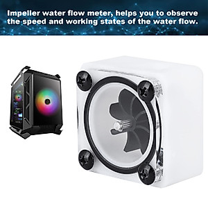 G1/4 Thread Revolving Speed Water Cooling POM Acrylic Material Impeller Water Flow Meter Indicator with Silicone Sealing Ring, for PC Water Cooling System(2 Way)