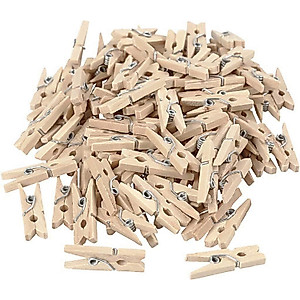 25pcs Wooden Clothespins with Close Wire Springs Wooden Natural Mini Clothespin for Photo, Clothes, Hanging, Drying (3.7X 0.4 Inch), JD2108302351