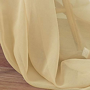 MYSTIC-HOME Sheer Curtains Taupe 45 Inch Length, Rod Pocket Voile Drapes for Living Room, Bedroom, Window Treatments Semi Crinkle Curtain Panels for Yard, Patio, Villa, Parlor, Set of 2, 52"x 45"
