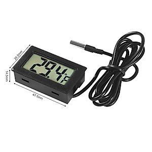 Alinan 6pcs Embedded Digital LCD Thermometer Temperature Monitor with External Probe for Fridge Freezer Refrigerator Aquarium (Fahrenheit) Black 1 Meter