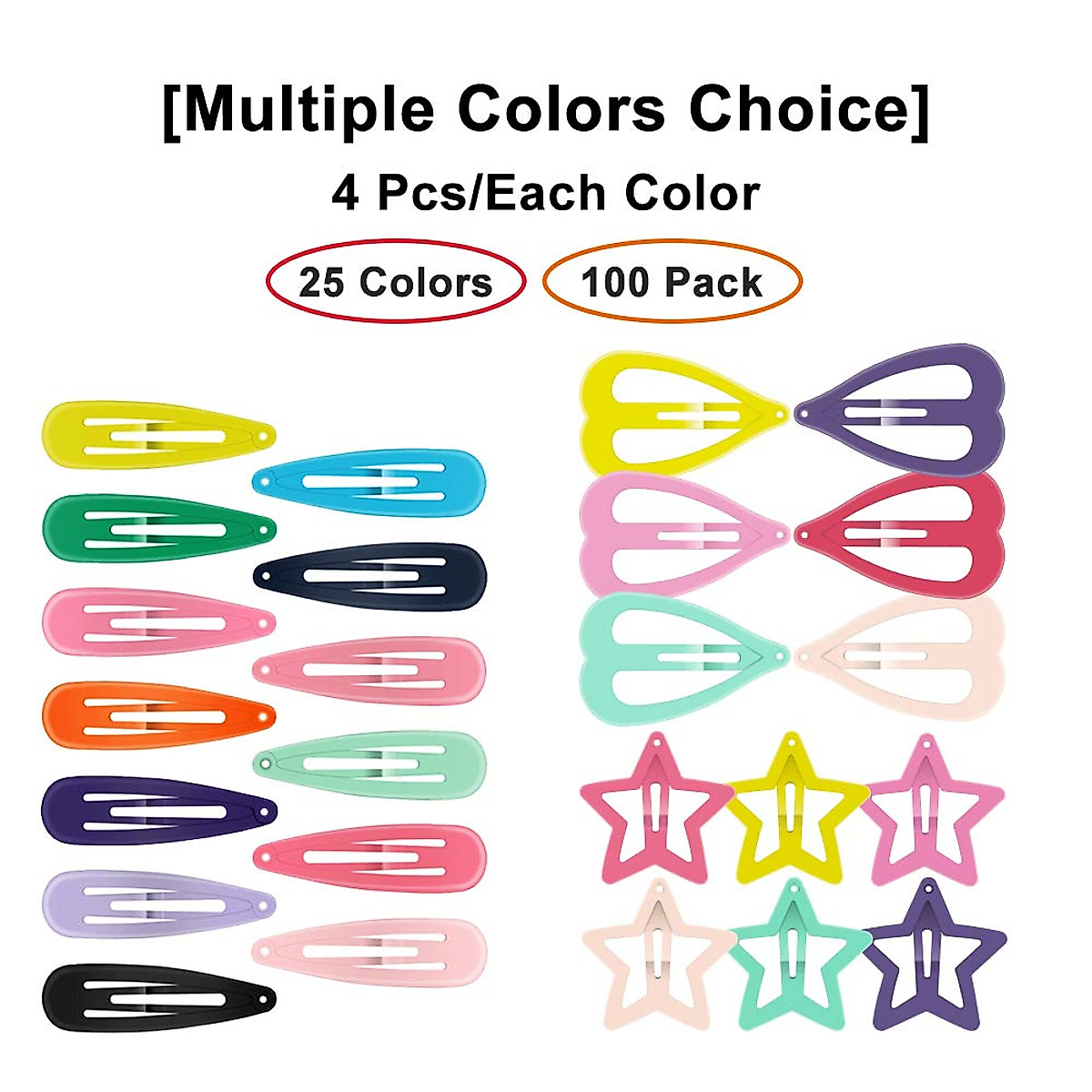 Snap Hair Clips, ECADY Non-slip Hair Barrettes for Girls, Women, Toddlers, Kids