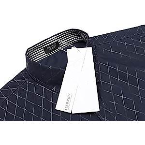 COOFANDY Mens Shirt Slim Fit Dress Business Plaid Button Down Collar, Navy Blue, Large, Long Sleeve