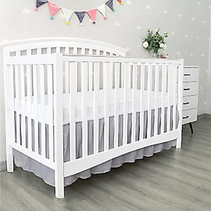 Pleated Crib Bed Skirt, 800TC 100% Egyptian Cotton, Nursery Crib Toddler (28” x 52” x 14’’) Bedding Skirt for Baby Boys or Girls - Silver