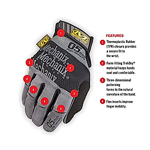 Mechanix Wear: Specialty 0.5mm High-Dexterity Work Gloves (Large, Black/Grey)