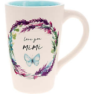 Pavilion - Mimi Inspire 17-ounce Cup, Floral Pattern Coffee Mug, Butterfly Coffee Cup, Spring Summer Kitchen Ideas, Mimi Gifts, Microwave & Dishwasher Safe, 1 Count, Cream