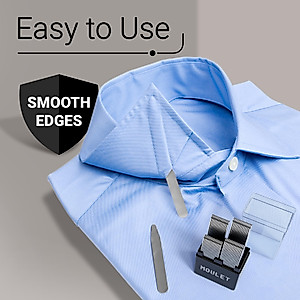 Moulet 56 Collar Stays for Men's Dress Shirts - Premium, 4 Sizes - Metal Collar Stays (Stainless Steel)