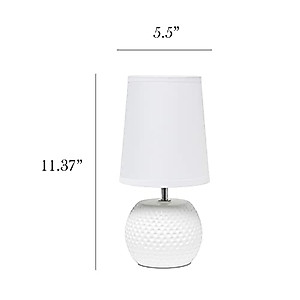 Simple Designs LT2084-WHT Mini Studded Texture Ceramic Bedside Table Lamp, White