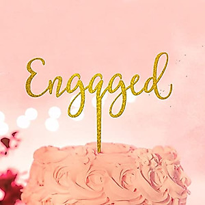 Engaged Custom Engagement Wedding Caketopper Bride To Be Wedding Party Supplies For Couples Bridal Shower Gifts Gold
