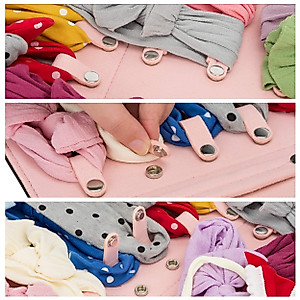 PACMAXI Hanging Baby Girl Headbands Storage Organizer, Newborn Headbands and Bows Holder(10 Snap Band+18 Snaps,Pink)