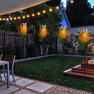 Solar Garden Lights Outdoor Decorative - Flower Solar Garden Stake Lights with Butterfly Landscape Path Lights Waterproof Solar Pathway Lights for Garden, Lawn, Patio, Yard Decorative（Yellow）