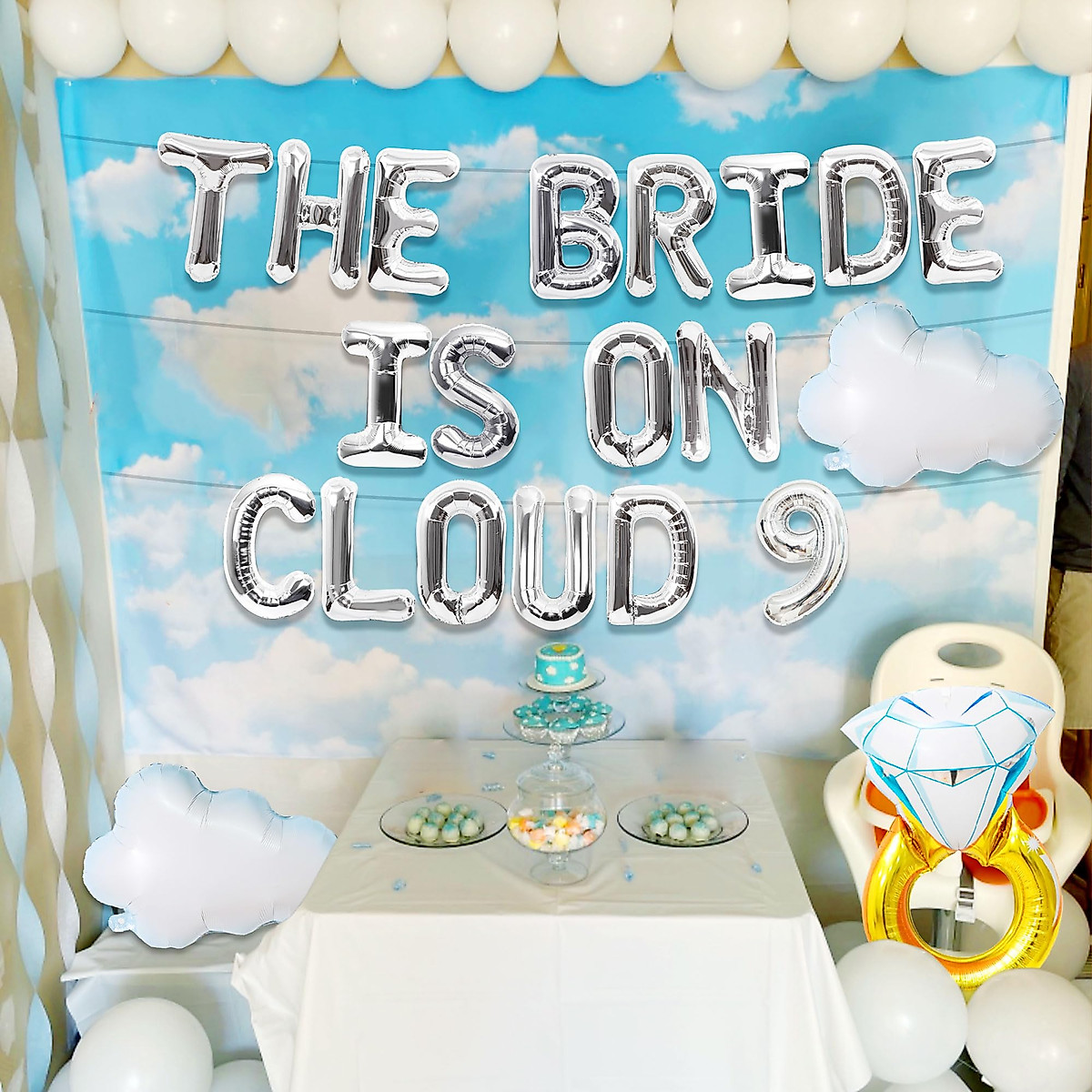LaVenty Bride is on cloud 9 Balloons Bride is on cloud 9 Banner Decoration Backdrop The Bride Is On Cloud 9 Bachelorette Decoration