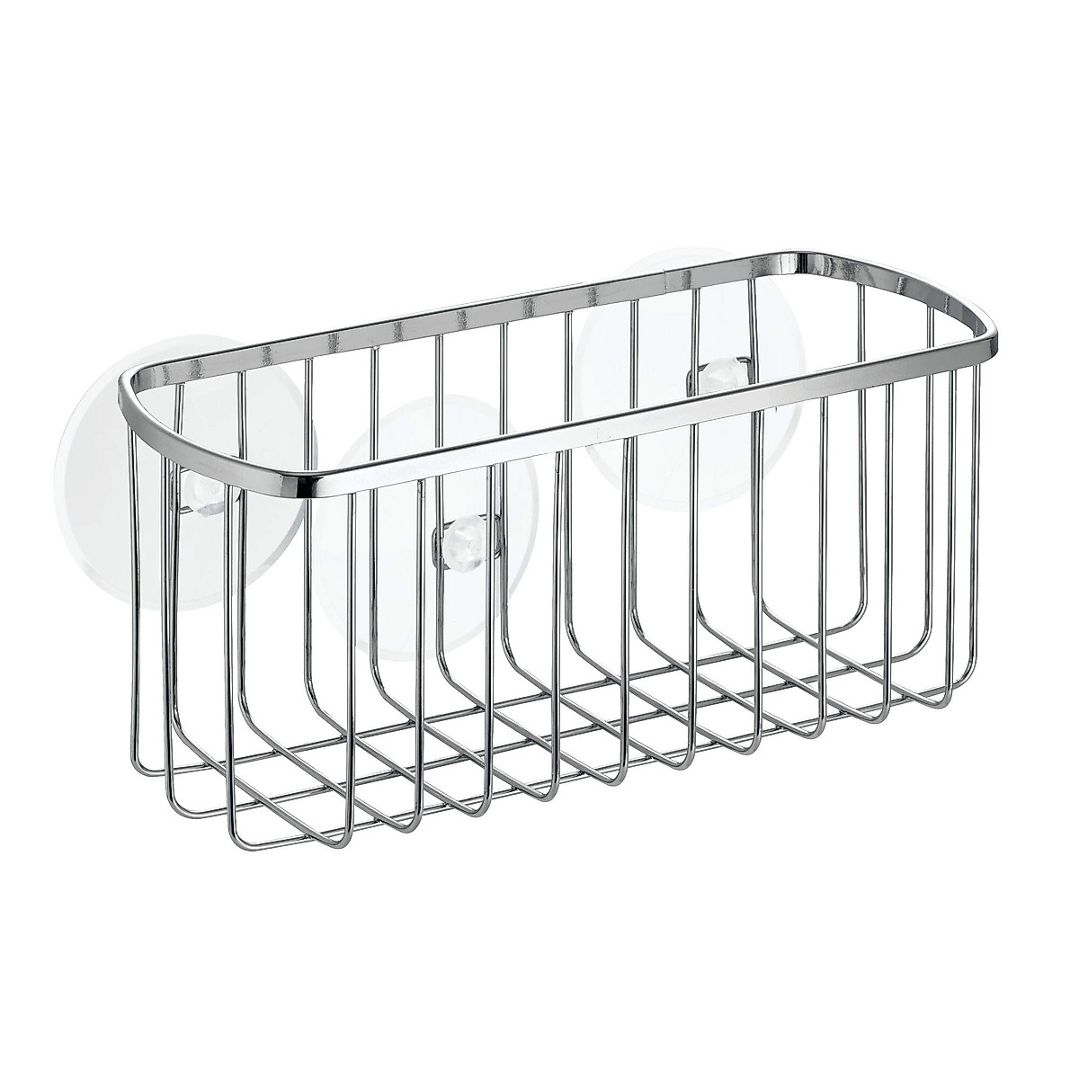 InterDesign Suction, Rectangle Basket, Polished Stainless Steel