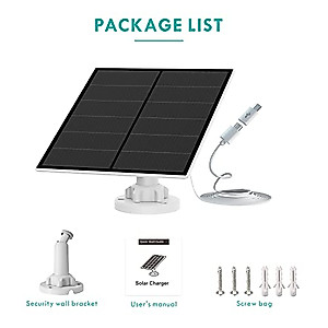 5W Solar Panel for Wireless Outdoor Security Camera Compatible with Rechargeable Battery Powered Surveillance Cam, Continuous Solar Power for Camera, Not Compatible with Arlo Ring Blink Camera