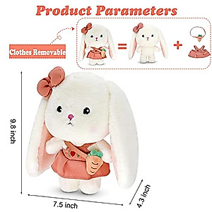 HWD 9.8'' Soft Plush Rabbit Dolls [ Clothes Detachable ], Stuffed Animals Toys, Gifts for Kids Birthday Christmas Day (Pink)
