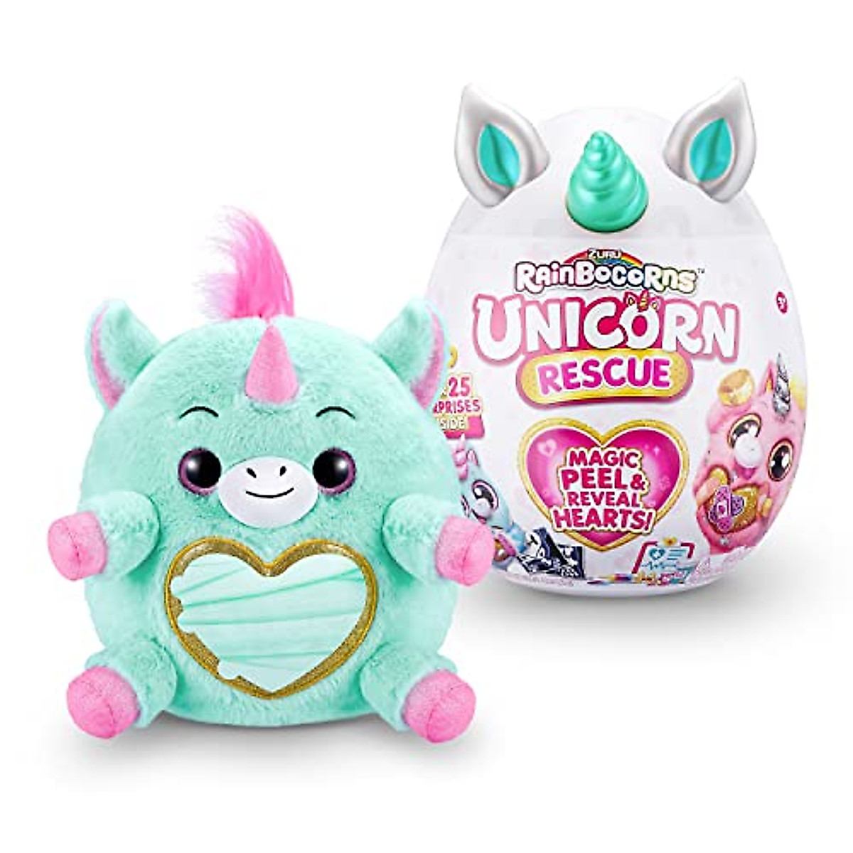 Rainbocorns Unicorn Rescue Surprise (Blue) by ZURU, Collectible Plush Stuffed Animal, Egg Toys, X-Ray Sticker Pack, Magical Slime, Headband, Ages 3+ for Girls, Children (Disco The Unicorn Plush)