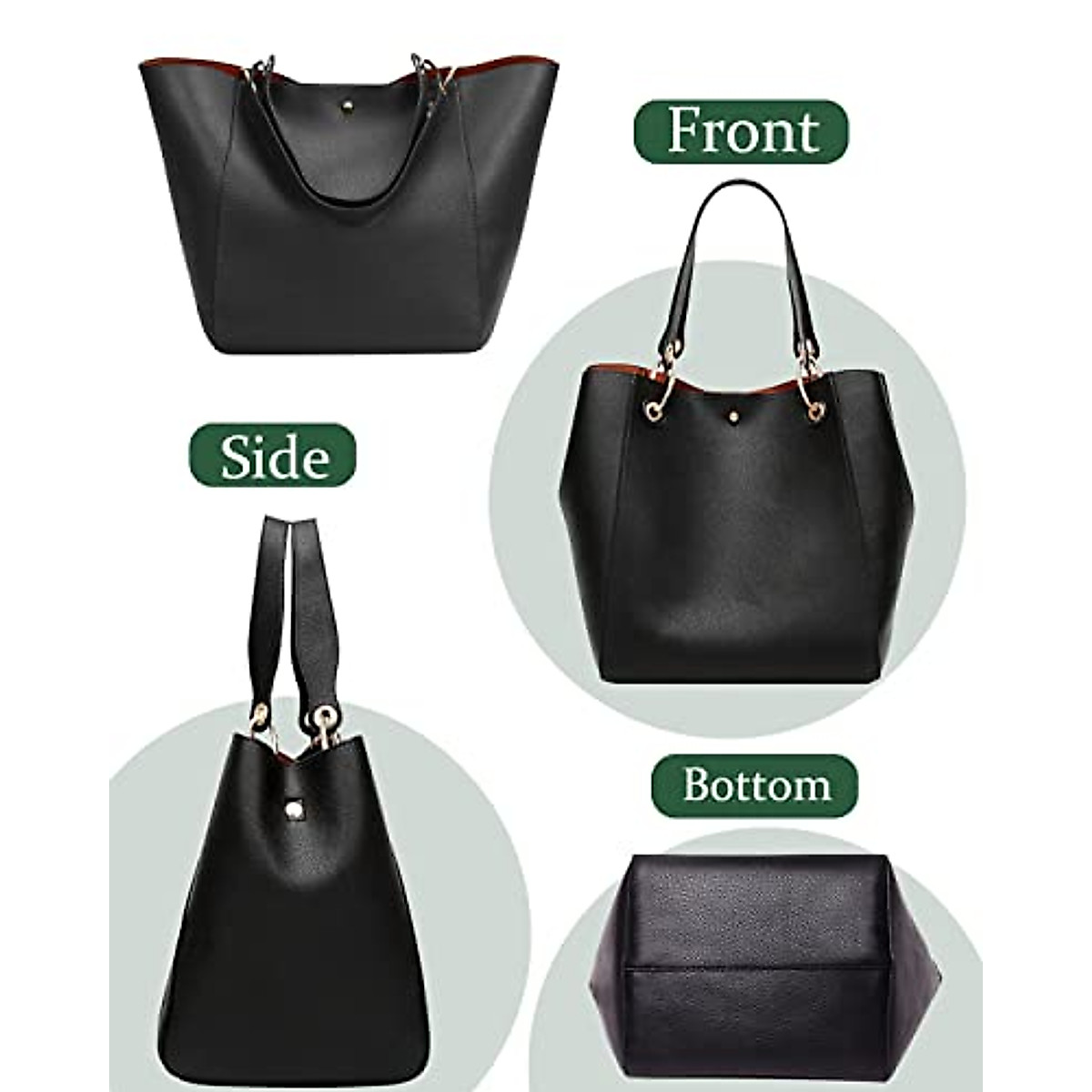 ALIDIA Tote Handbags for Women Large Capacity Bags Waterproof Faux Leather Crossbody Travel Purse Work Satchel Shoulder Bags,Black