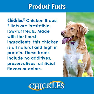 Pet Health Solutions Chickles Chicken Breast Fillets for Dogs - Tested Safe, Low Fat Chicken Dog Treats Natural - 100% Natural Chicken High Protein No Preservatives Propylene Glycol Free, 2 lb