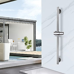 BANGPU Chrome Shower Slide Bar, Bathroom Shower Slide Bar with Adjustable Handheld Shower Holder, Stainless Steel Slide Slide Bar Wall Mount