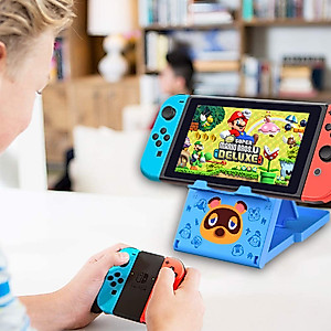 Busjoy Stand for Nintendo Switch, Switch OLED, Steam Deck, Switch Lite, Animal Crossing Angle Adjustable Swicth Holder, Portable Foldable Compact Non-Slip Bracket - Blue