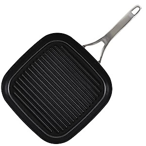 Anolon Allure Hard Anodized Nonstick Deep Square Griddle Pan/Grill, 11 Inch, Dark Gray