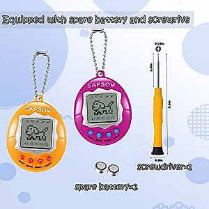SAFSOU 3 Pieces of Virtual Electronic Digital pet Keychain Keychain Electronic pet Nostalgic Virtual Digital pet Retro Handheld pet Machine (3 Pieces, Rose red Yellow Blue)