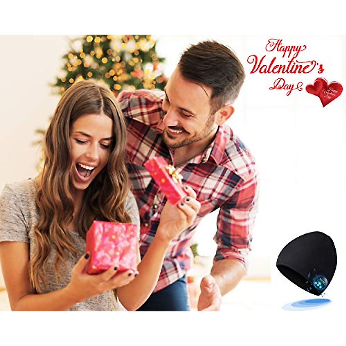 BULYPAZY Bluetooth Beanie Hat Men Women Gifts, Bluetooth 5.0 Wireless Music Beanie with Detachable Built-in Mic, Idea Gifts for Men/Women Outdoor Sports Valentines Day（Black）