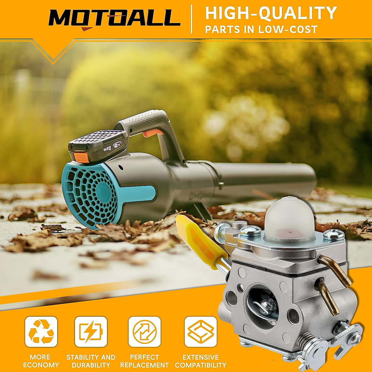 MOTOALL C1U-H60 Carburetor Blower for Homelite Ryobi RY28100 RY28120 RY28121 RY28140 RY28141 RY28160 RY28161 25cc 26cc 30cc Trimmer with AC04122 Air Filter Kit