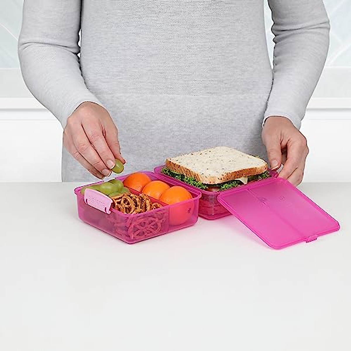 Sistema Collection Bento Lunch Box 6.9 Cup, Assorted Solid Colors/Contrasting Klips