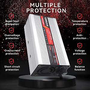 WAOUKS 72V 6A Charger 72V 82.8V Lead Acid Battery Charger DC Plug 3pin C13 N+L- Used for 72V Lead Acid AGM Gel VRLA OPZV Battery Full Charged 72V Smart Charger