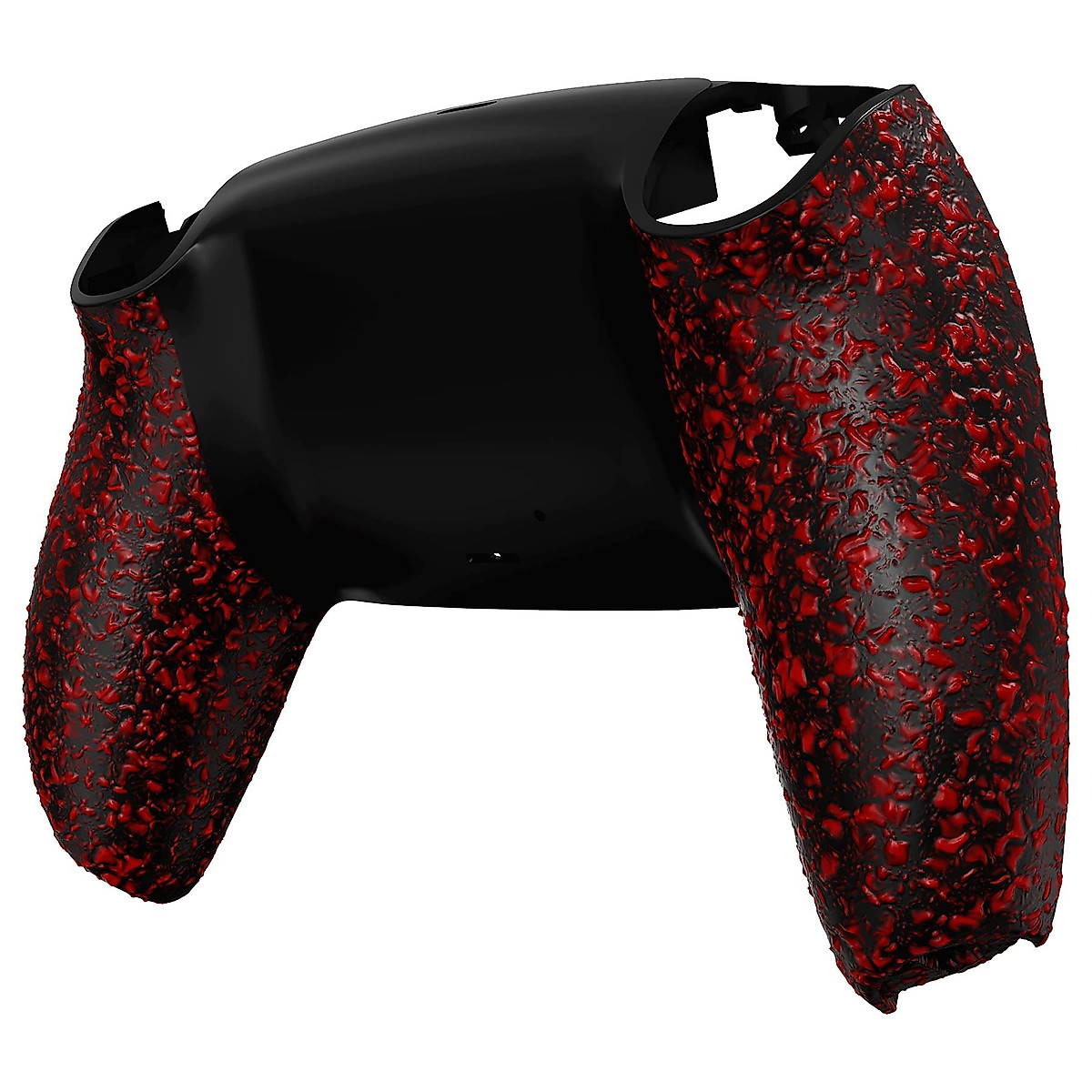 eXtremeRate Textured Red Non-Slip Custom Back Plate Bottom Shell Compatible with ps5 Controller, 3D Splashing Cover, Game Improvement Replacement Back Shell Cover Compatible with ps5 Controller
