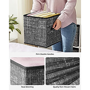 SONGMICS Storage Cubes and Cube Storage Organizer Bundle, 11-Inch Non-Woven Fabric Bins with Double Handles, 6 Cube Closet Organizers and Storage, Black UROB026B01 and ULPC06H