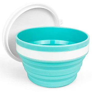 CARTINTS 950ml Collapsible Bowls-Silicone Food Storage Containers-Prep/Storage Bowls with Lids-Silicone Lunch Containers, Ideal for Travel and Camping (Blue)
