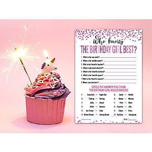 30 Who Knows The Birthday Girl Best Game Cards- for Child or Teen- Fun and Easy Game for Party or Sleepover- Girl Birthday Supplies, Activity, Decorations